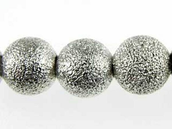 Metal 8mm Round Stardust Beads and Spacers - Silver Plate Finish