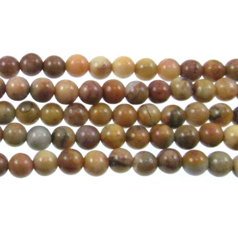 4mm Round Venus Jasper Stone Beads - Tan, Brown and Grey | Natural ...