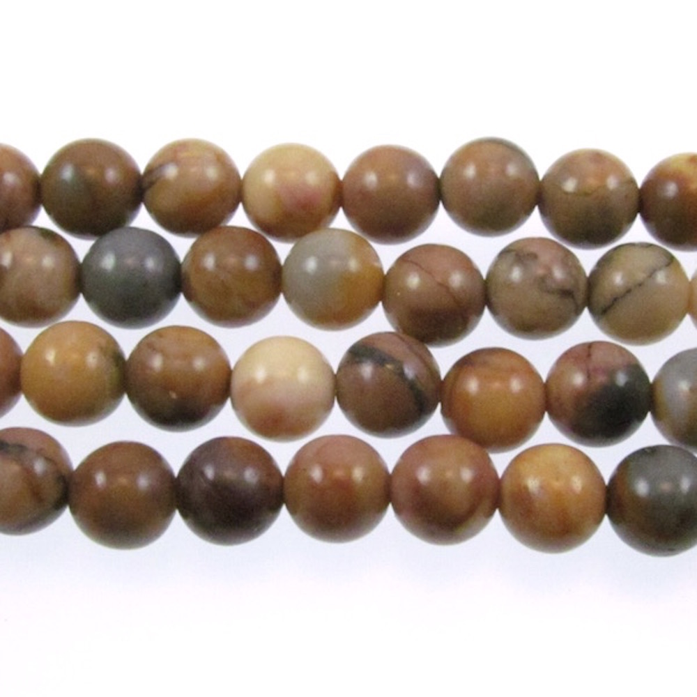 6mm Round Venus Jasper Stone Beads - Tan, Brown and Grey | Natural ...
